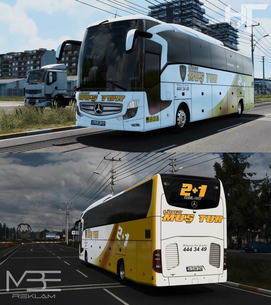 Mercedes Benz Travego 16 SHD Lider Mu Tur Skinpack 1.46 ETS2 - ETS2 ...