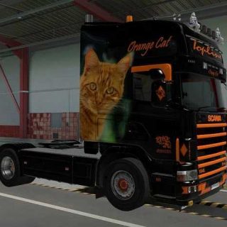 RJL Scania 4 Series Topline Orange Cat Airbrush Skin v1.0 ETS2 - ETS2 ...