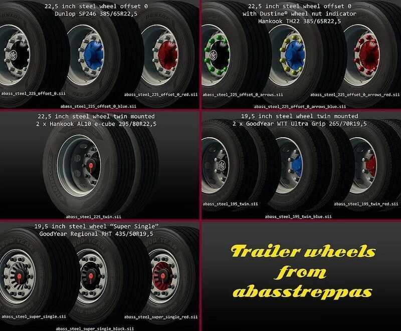 Abasstreppas Trailer Wheel Pack v1.60 ETS2 - ETS2 / ATS Mod